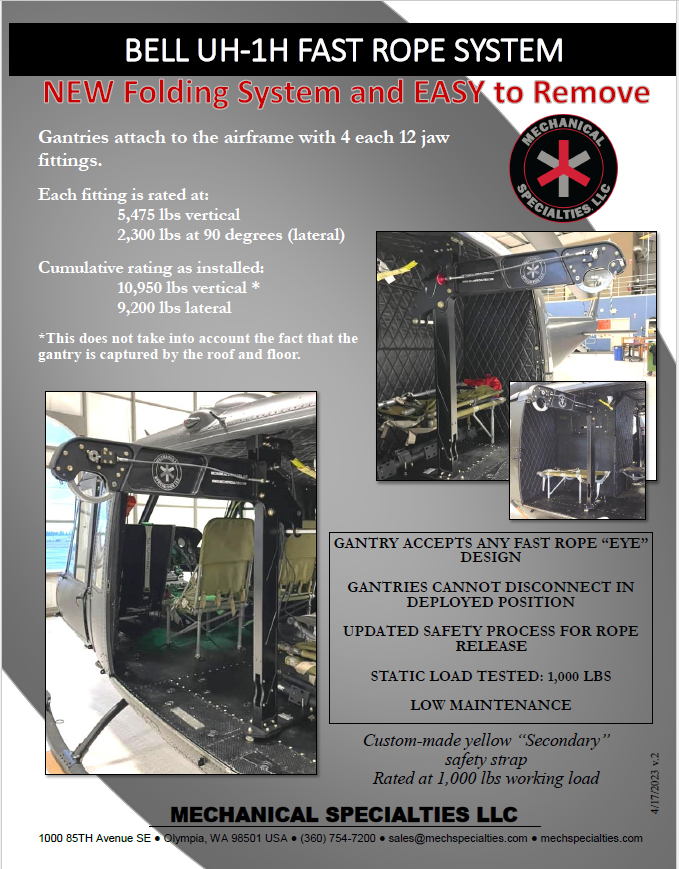 Bell UH-1H Fast Rope Gantry | Mechanical Specialties
